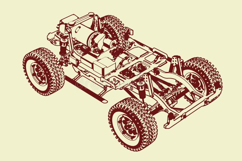 Isometric View of the Chassis of a Modern Electric SUV. Stock Vector ...