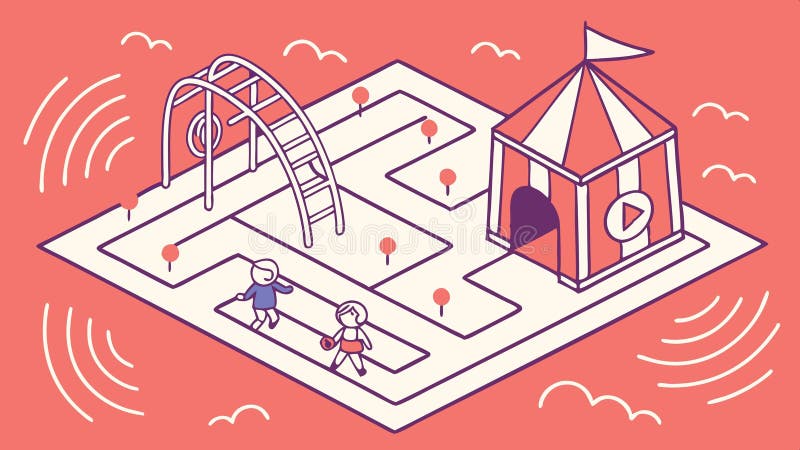 Isometric View of a Circus or Funfair Maze Layout Vector Design ...