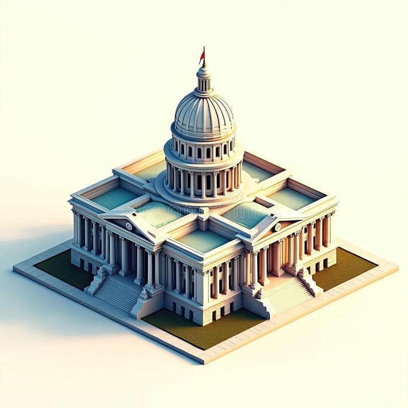 Isometric Illustration of a Classical Neoclassical Government Building ...