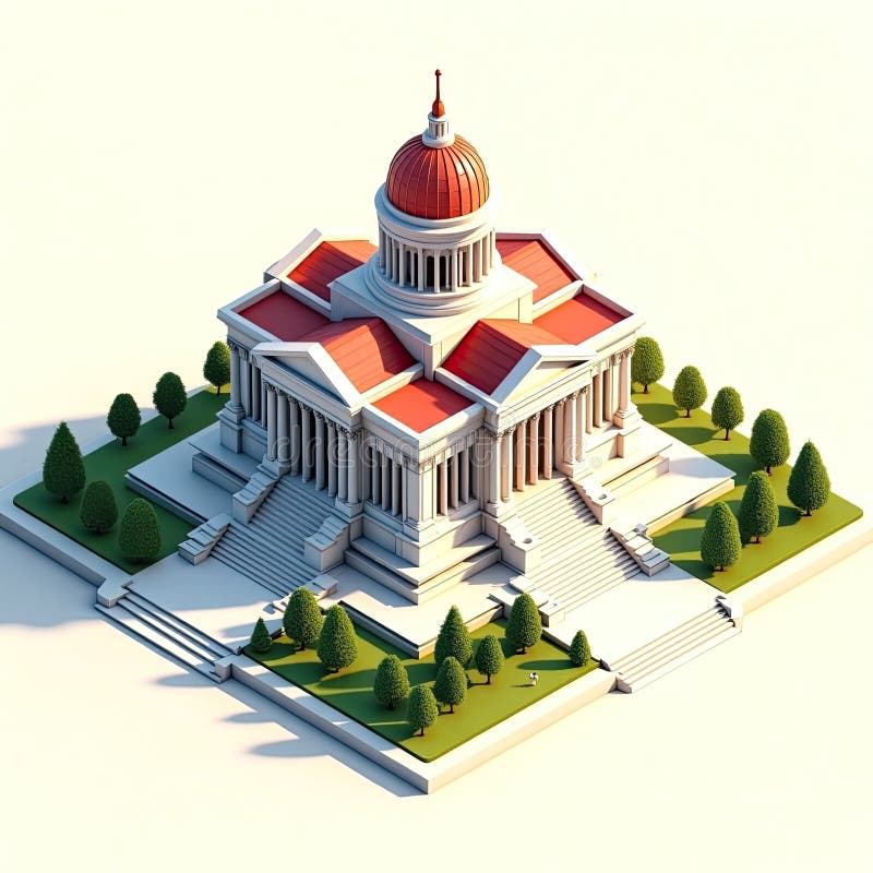 Isometric Illustration of a Classical Neoclassical Government Building ...