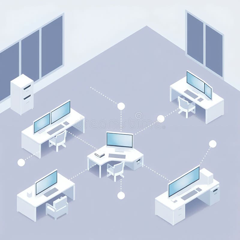 Modern Office Workspace Featuring Computers Clean Design Collaborative ...