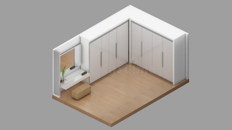Isometric View of a Closet,walk in Closet, 3d Rendering Stock ...