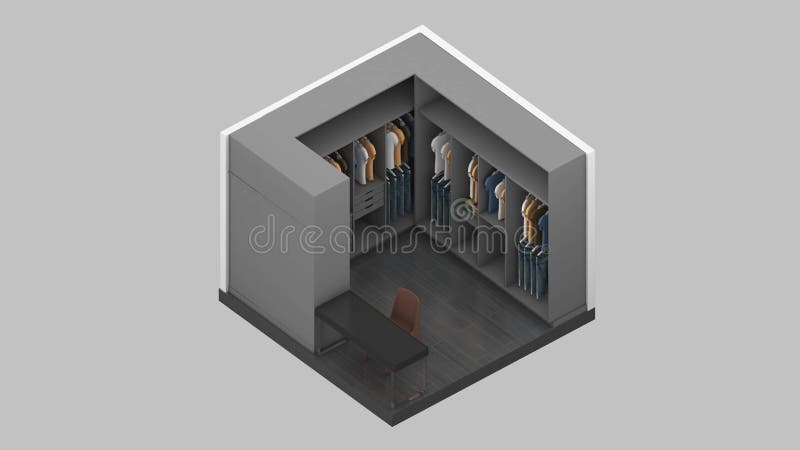 Isometric View of a Closet,walk in Closet, 3d Rendering Stock ...