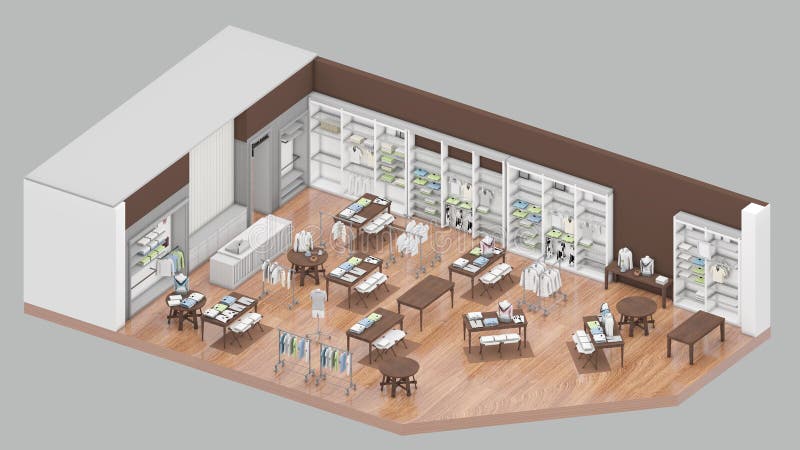 Isometric View of a Clothing Store,shopping Malls, 3d Rendering Stock ...