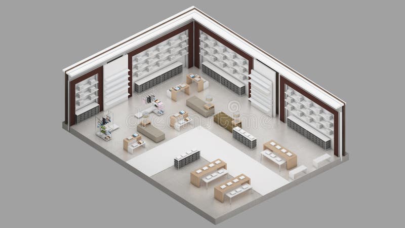 Isometric View of a Clothing Store,shopping Malls, 3d Rendering Stock ...
