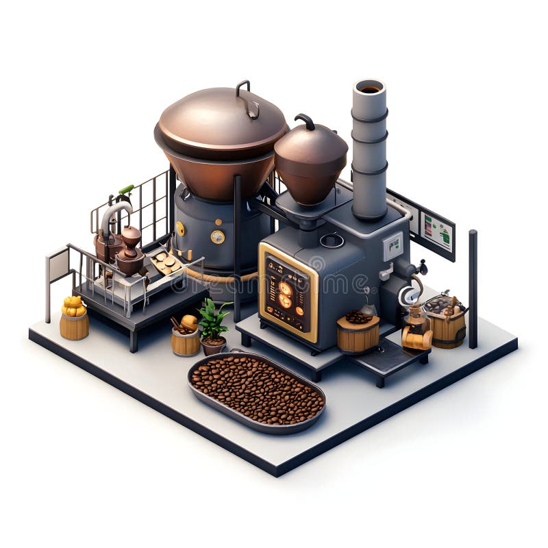 Isometric View of a Coffee Processing Facility Stock Illustration ...