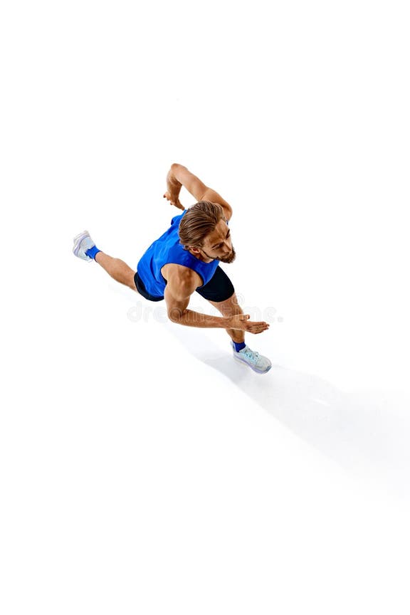 Isometric View of Competitive and Athletic Young Man, Runner in Motion ...