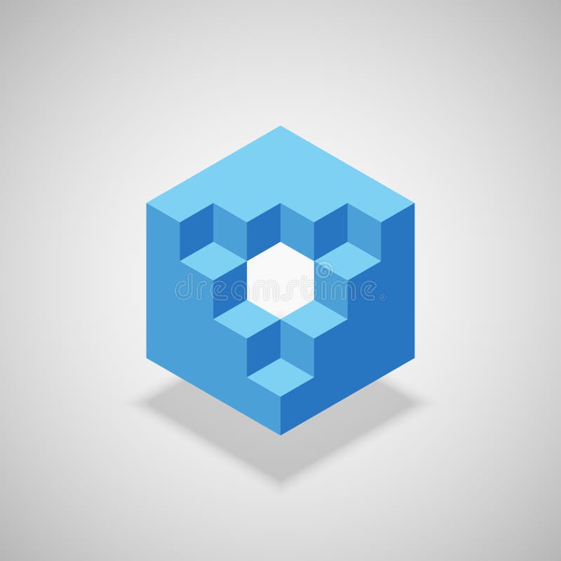 Isometric View of Cube with Missing Parts Stock Illustration ...
