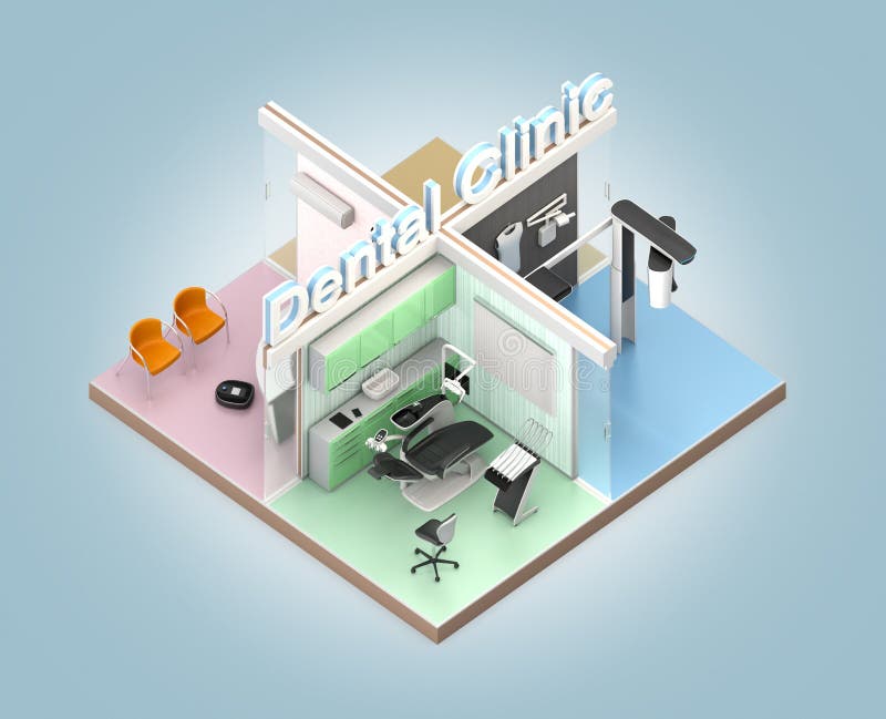 Isometric View of Dental Clinic Interior Stock Illustration ...