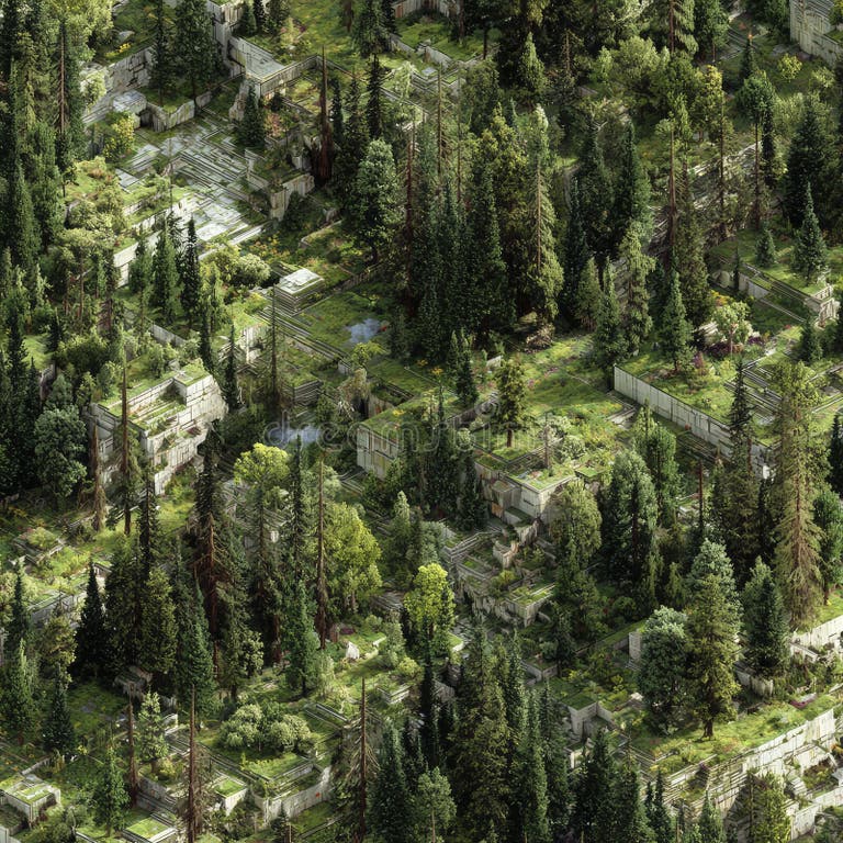 Isometric View of Forest Edge and Clearing, in the Style of Escher ...