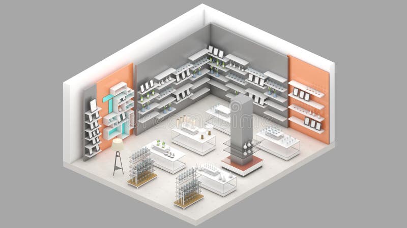 Isometric View of a General Store,gift Shop,shopping Malls Stock ...