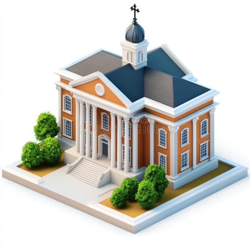 Grand Classical Building, Architectural Isometric Design, 3D Render ...