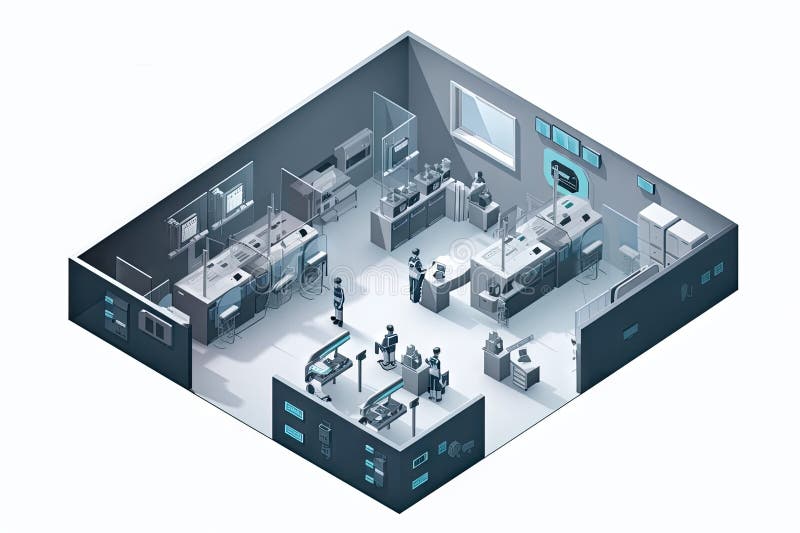Isometric View of High-tech Lab, with Futuristic Equipment and Cutting ...