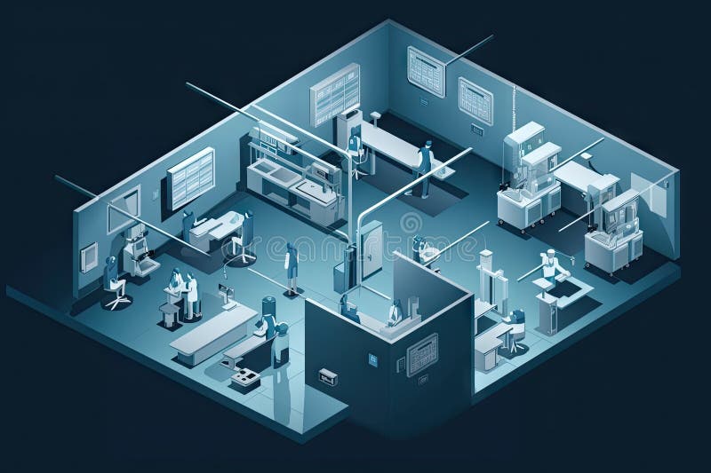 Isometric View of High-tech Lab, with Futuristic Equipment and Cutting ...