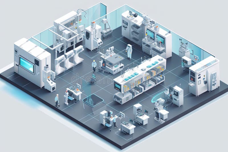 Isometric View of High-tech Lab, with Futuristic Equipment and Cutting ... Isometric View of High-tech Lab, with Futuristic Equipment and Cutting ...