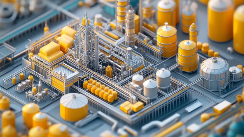 Isometric View of an Industrial Refinery Complex Stock Illustration ...