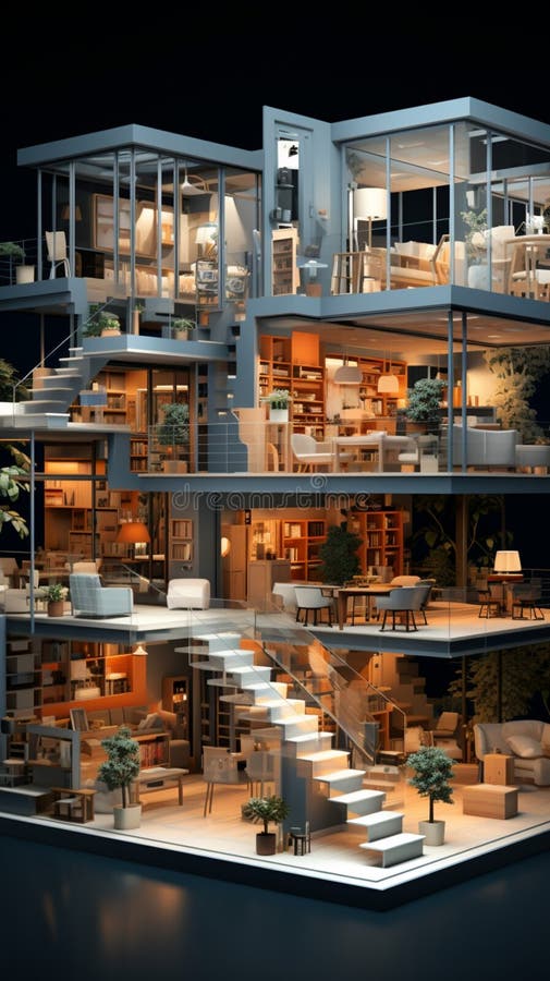 An Isometric View from Inside a Building, Featuring Square Bottomed ...