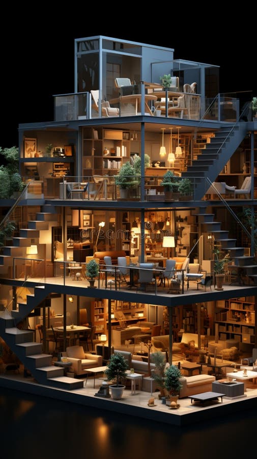 An Isometric View from Inside a Building, Featuring Square Bottomed ...