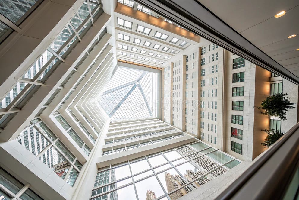 Isometric View from Inside Building with Square Bottom Stock ...