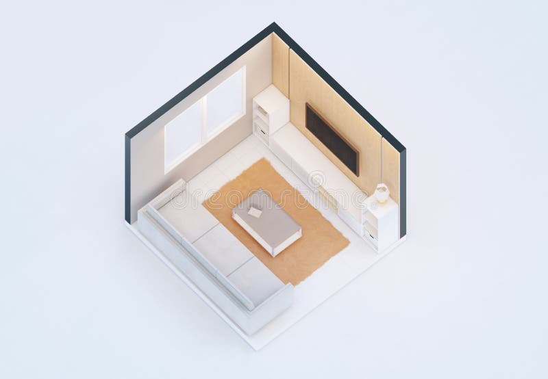 Isometric View of a Interior Design of Living Room Orthographic View 3d ... Isometric View of a Interior Design of Living Room Orthographic View 3d ...