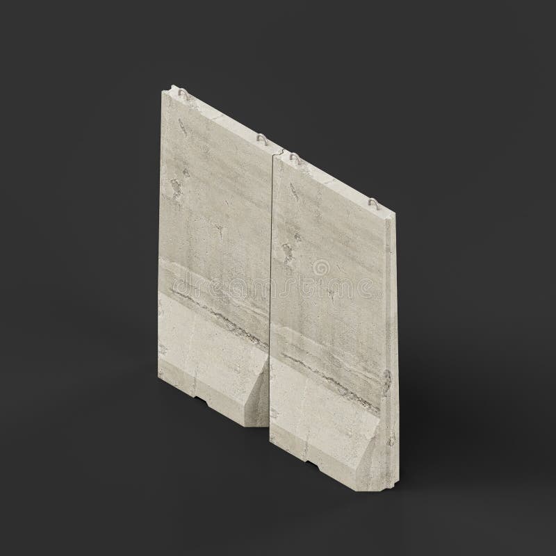 Isometric View Isolated Concrete Wall Block, Interlocking Barrier and ...