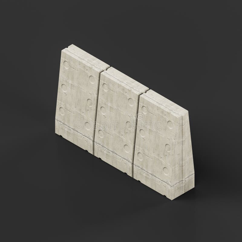 Isometric View Isolated Concrete Wall Block, Interlocking Barrier and ...