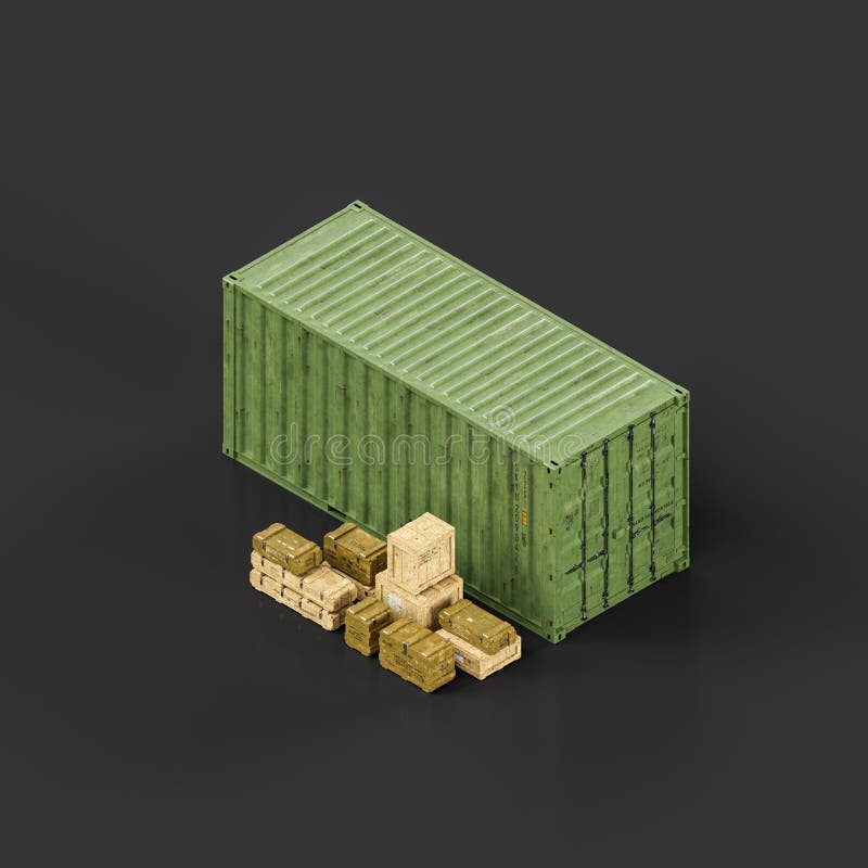 Isometric View Isolated Shipping Container, Cargo Container for ...