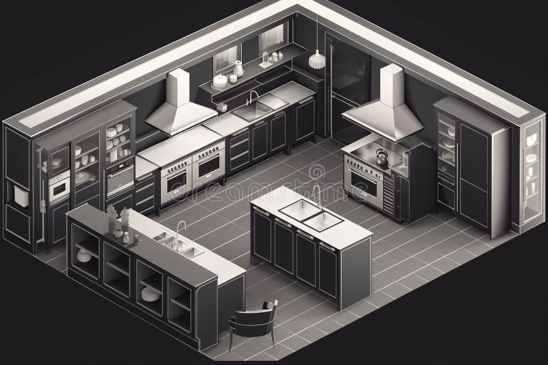 Isometric View of Kitchen Showcase, AI Generative Illustration Stock ...