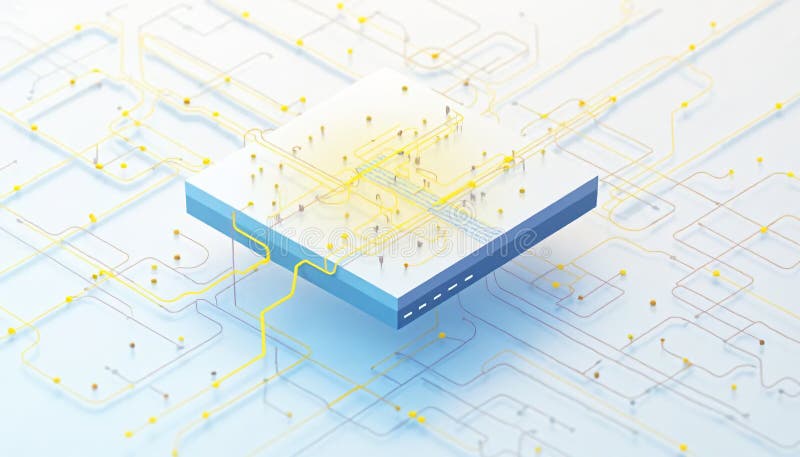 Isometric View of a Layered Square with Electronic Circuits Stock ...
