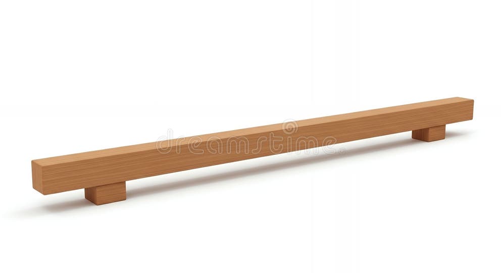 Isometric Brown Cube Beam with Rectangular Supports on White Backdrop ...