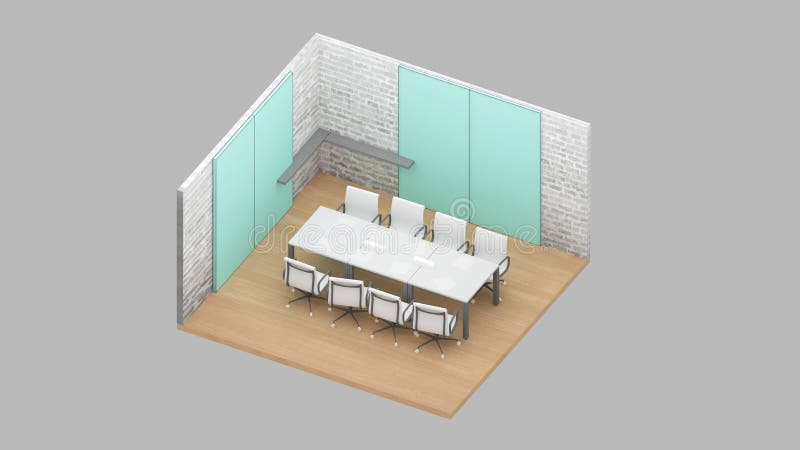 Isometric View of a Meeting Room,office Space, 3d Rendering Stock ...