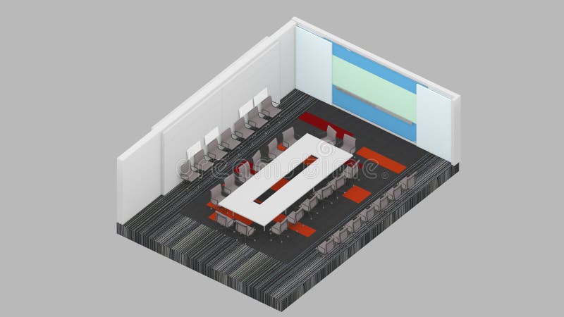 Isometric View of a Meeting Room,office Space, 3d Rendering Stock ...