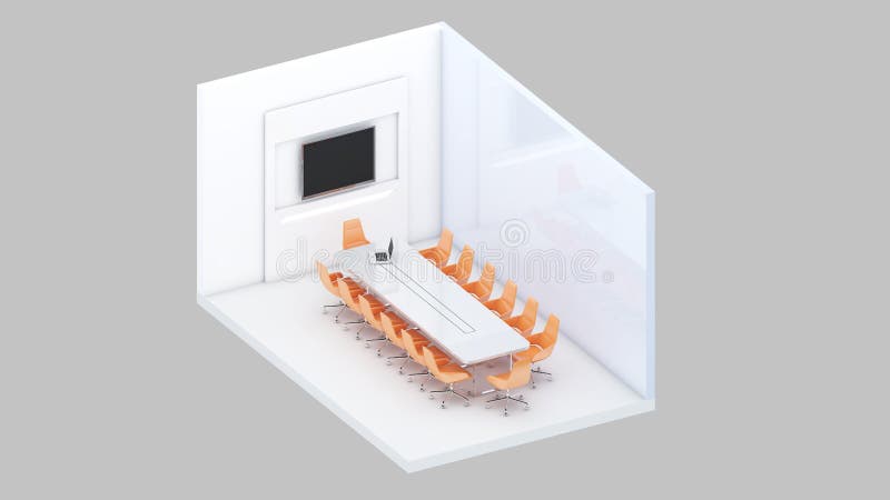 Isometric View of a Meeting Room,office Space, 3d Rendering Stock ...