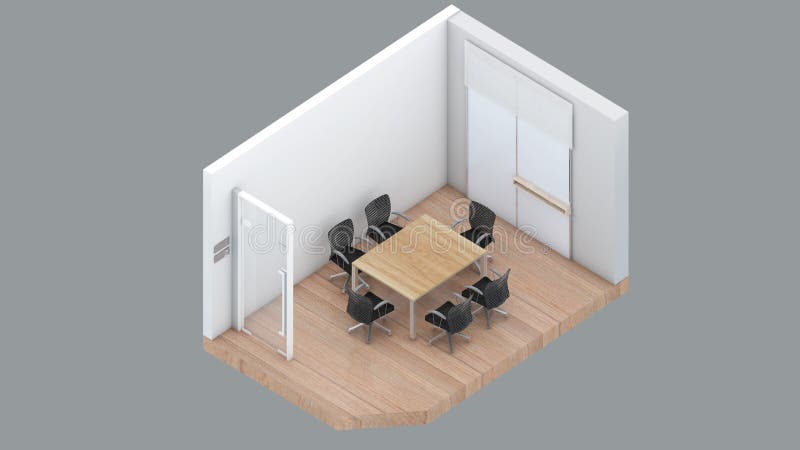 Isometric View of a Meeting Room 6 Seat,office Space, 3d Rendering ...