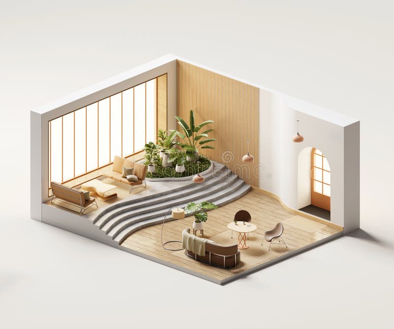 Isometric View Meeting Room Workspace Open Inside Interior Architecture ...