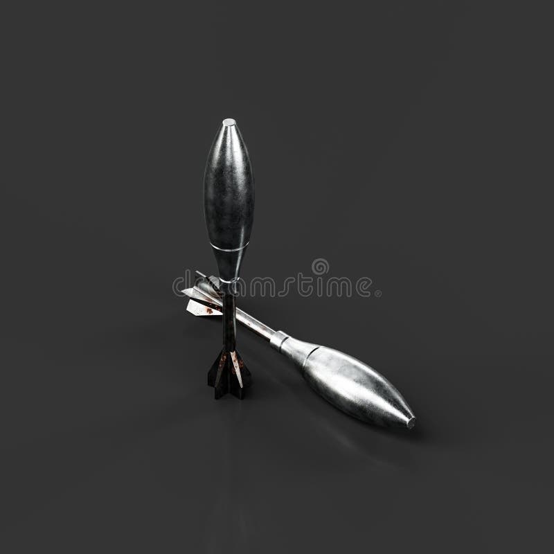 Isometric View Military Ammo, Mortar Shell, Rocket, 3d Rendering Stock ...