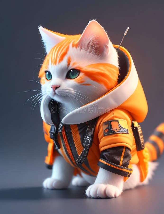 Isometric View of a MINI Cute Hyperrealistic Futuristic Soldier Cat ...