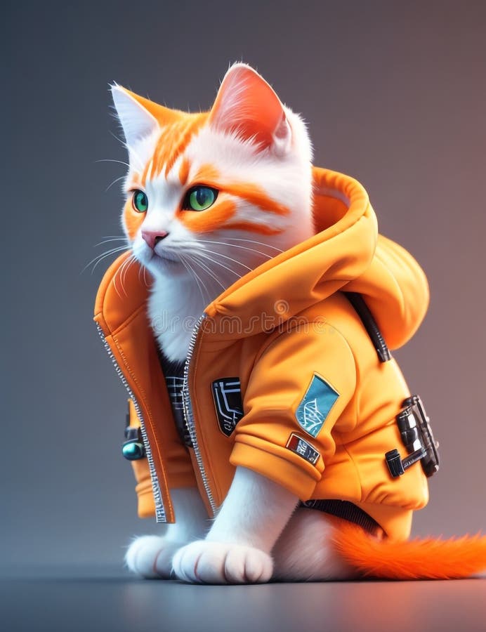 Isometric View of a MINI Cute Hyperrealistic Futuristic Soldier Cat ...