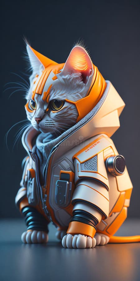 Isometric View of a MINI Cute Hyperrealistic Futuristic Soldier Cat ...