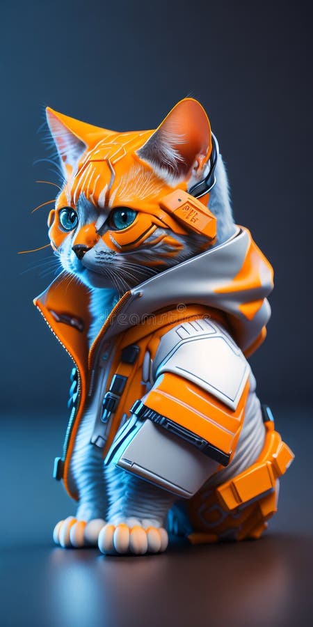 Isometric View of a MINI Cute Hyperrealistic Futuristic Soldier Cat ...