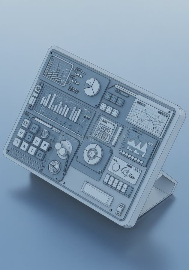 Isometric View of a Minimalist Digital Dashboard Stock Illustration ...
