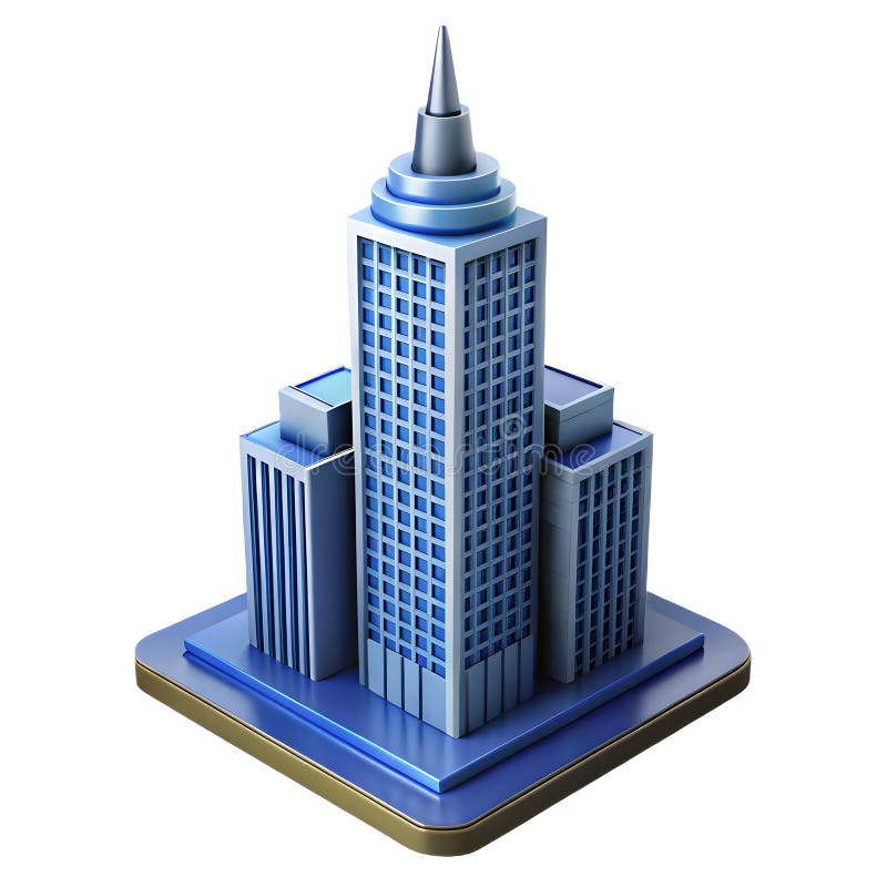 Modern Blue Skyscraper Building Icon 3d Rendering Stock Photos - Free ...