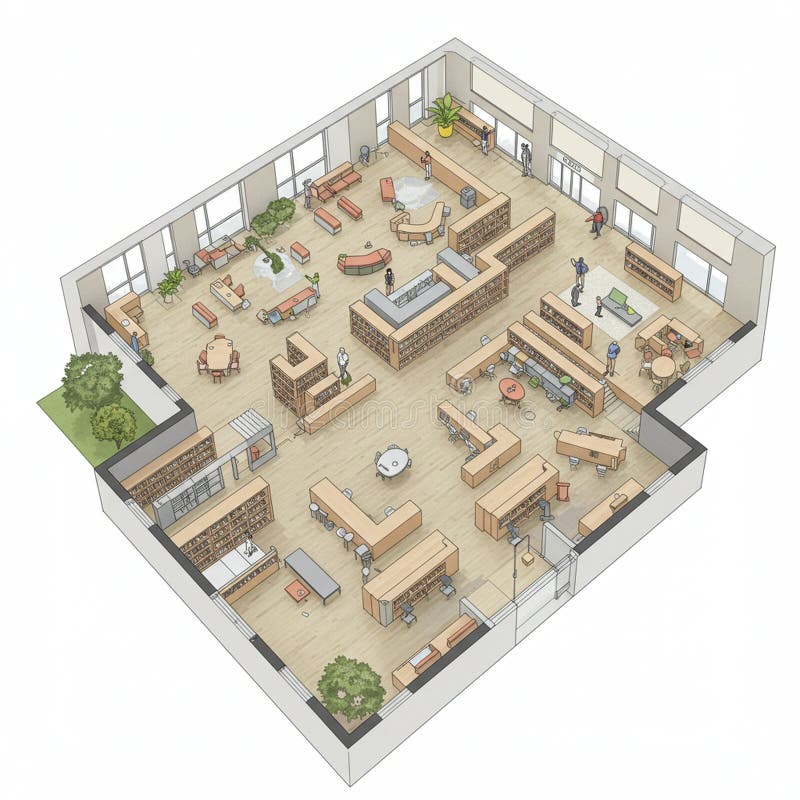 Modern Library with Sleek Furniture and Minimalist Design, Offering a ...