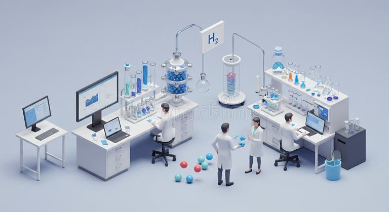 Isometric View of a Modern Science Laboratory with Scientists ...