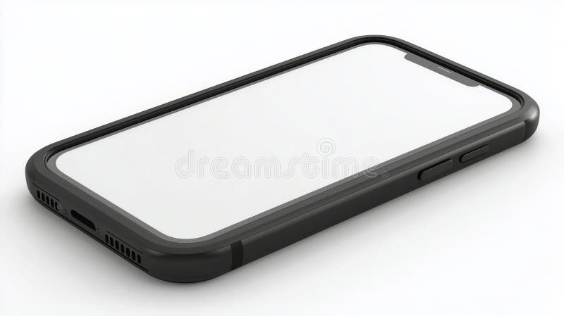 Isometric View of a Modern Smartphone with Blank Screen Showing Rugged ...