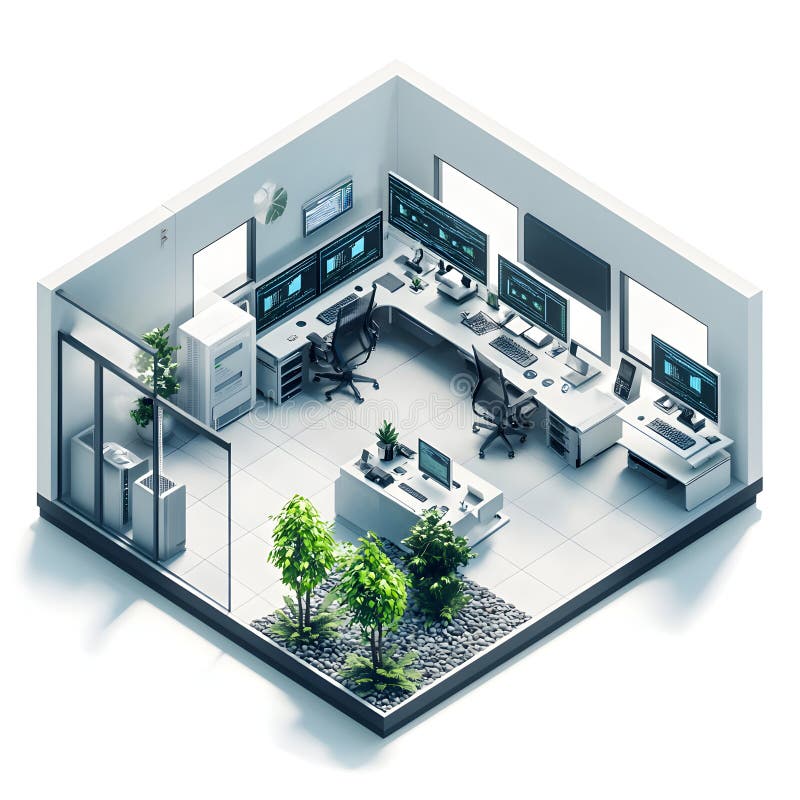 Isometric View of a Modern, Technologically Advanced Office Space Stock ...