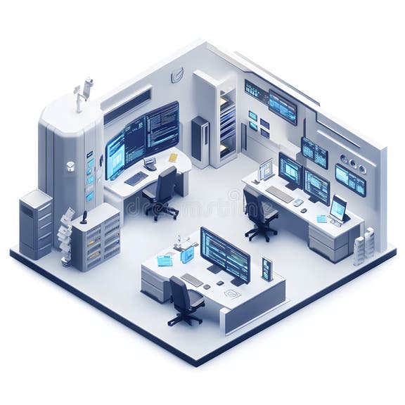 Isometric View of a Modern Technology Workspace Stock Illustration ...