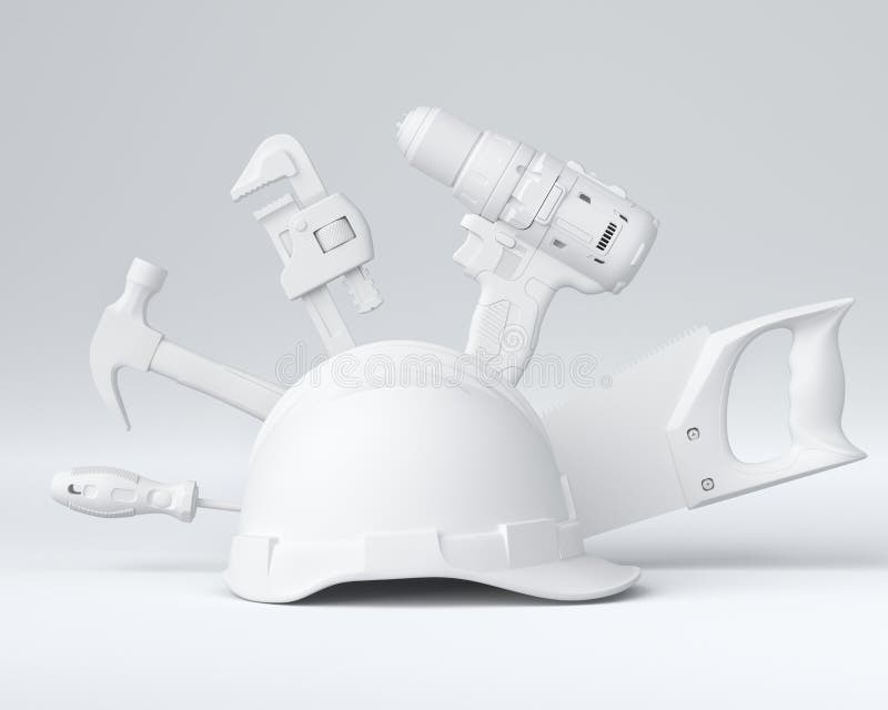 Isometric View of Monochrome Construction Tools for Repair on White ...