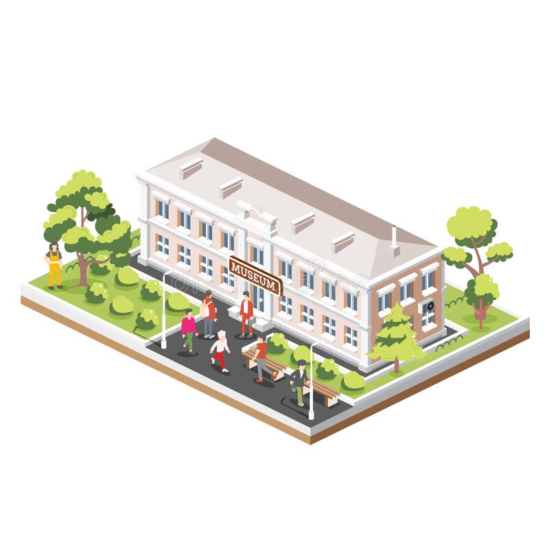 Isometric View of Museum Building. Beautiful Classical Building with ...