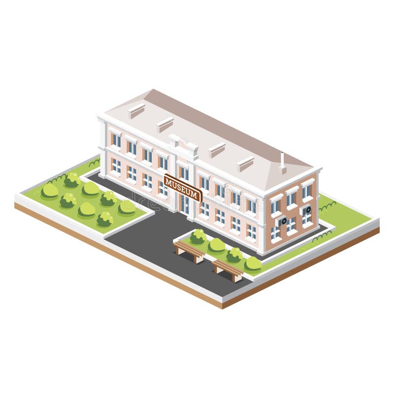 Isometric View of Museum Building. Beautiful Classical Building with ...